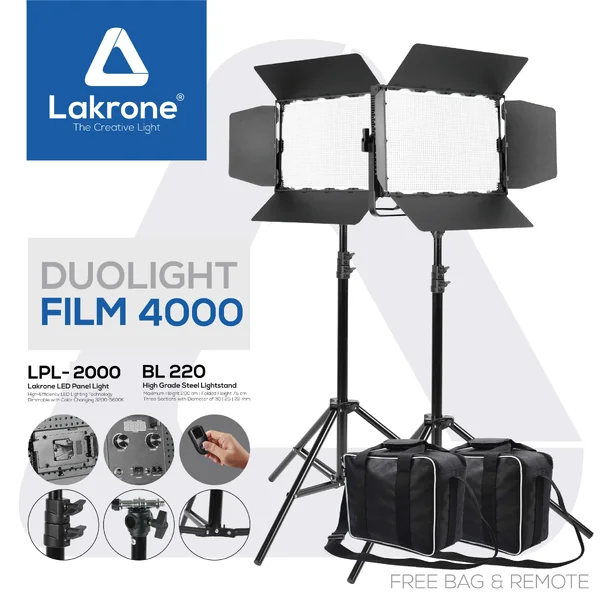 ชุด FILM LIGHT ไฟวีดีโอ LPL-2000 Lakrone LED Panel Light 2000 - LOOKCAMERA อุปกรณ์สตูดิโอถ่ายภาพ ...