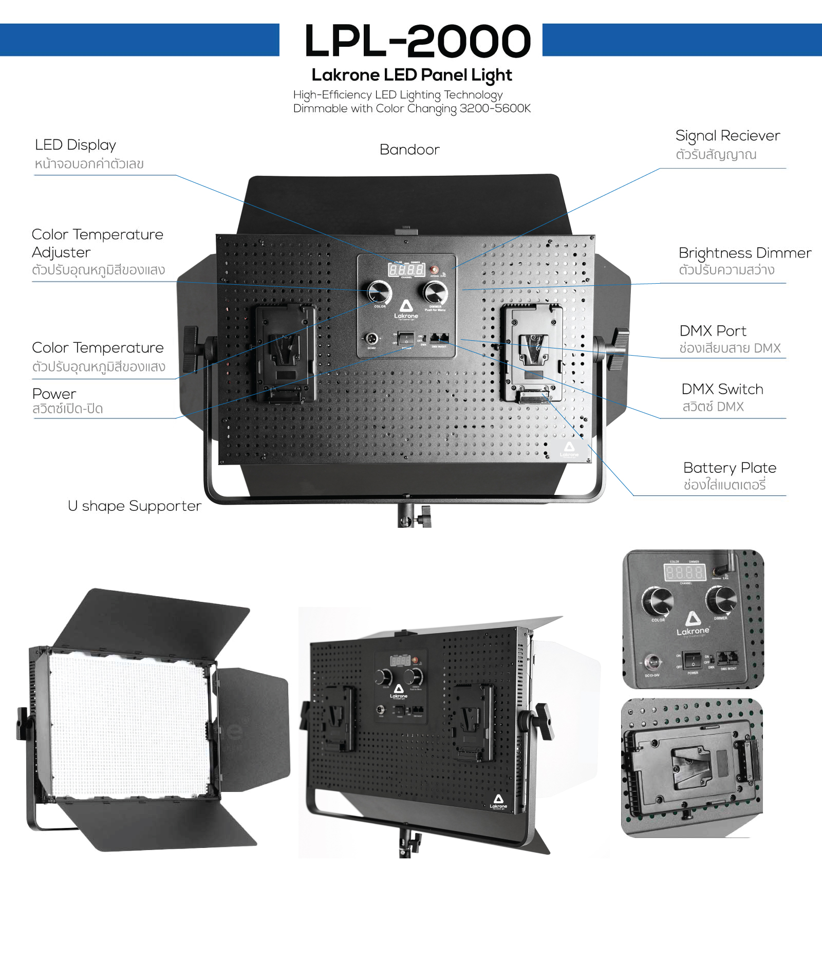 ชุด FILM LIGHT ไฟวีดีโอ LPL-2000 Lakrone LED Panel Light 2000 - LOOKCAMERA อุปกรณ์สตูดิโอถ่ายภาพ ...